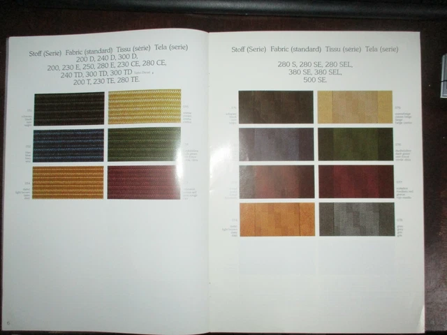 MERCEDES BENZ UPHOLSTERY Color Chart Sales Brochure £8.67 - PicClick UK