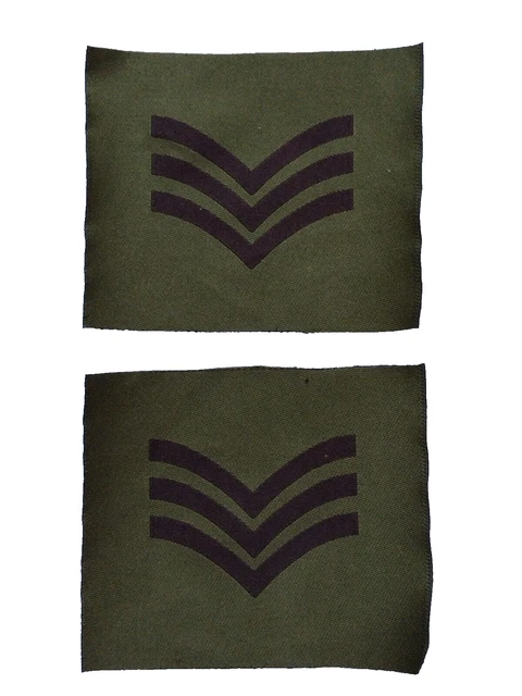 BRITISH ARMY SERGEANT Rank 3 Bar Chevron Patch Badge 9.2x11.2cm Pair ...