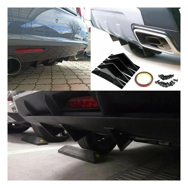 UNIVERSAL 4X BODY Rear Lower Bumper Diffuser Fin Shark ABS Spoiler ...