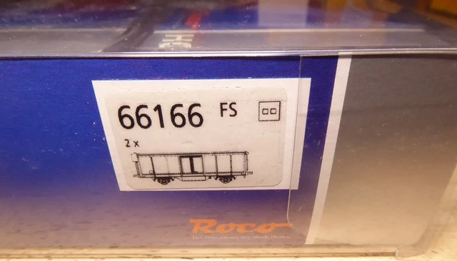 ROCO 66166 H0 set 2 pezzi carro con tetto apribile Tms epoca FS 4 come ...