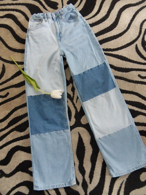 COOLE HIGH WAIST Wide Leg Patchwork Mädchen Jeans Hose Gr. 164 H&M EUR 13,99 - PicClick DE