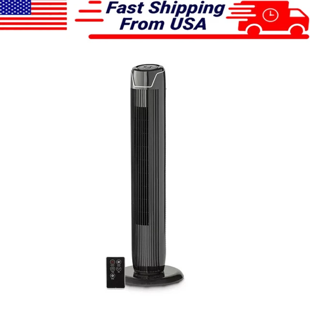 36& TALL SLIM Oscillating Tower Fan with 3-Speed Remote Control LED ...