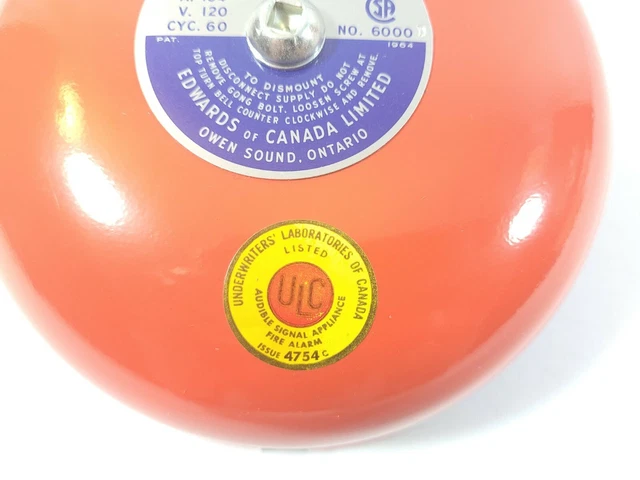 EDWARDS 1960'S DURABEL 6000 120 Volt 6'' Fire Alarm Bell, New in ...