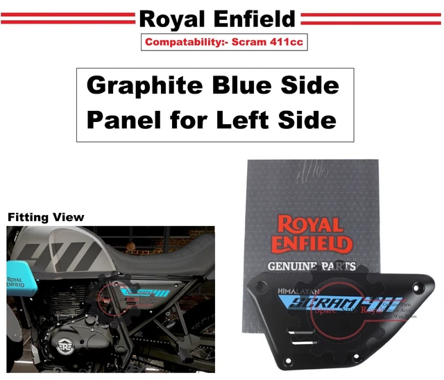 ROYAL ENFIELD GRAPHITE Blue "Side Panel" pour le côté gauche pour Scram ...