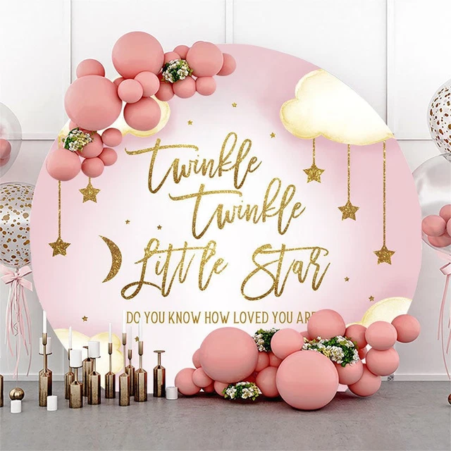 TWINKLE LITTLE STAR Pink Baby Shower Round Backdrop $37.90 - PicClick AU