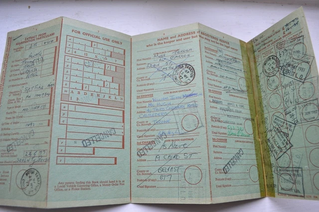 TRIUMPH SPITFIRE REGISTRATION Book Was On Plate Dji 464 Taxed Tyrone ...