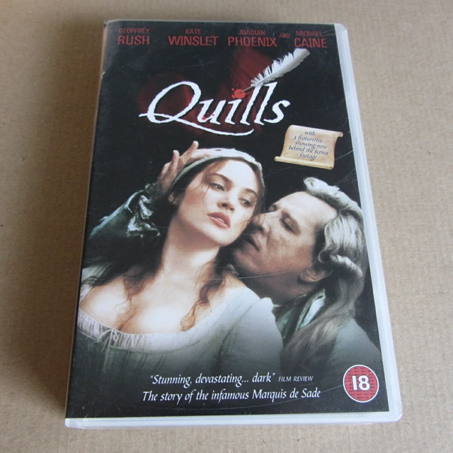 QUILLS ~ OLD VHS video cassette tape ~ Marquis de Sade movie ~ Geoffrey ...