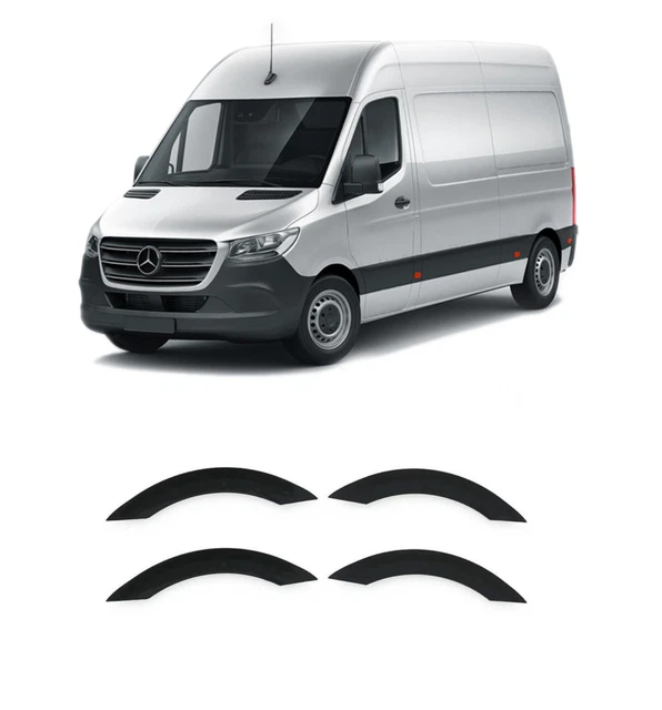 MERCEDES SPRINTER W907 Abs Black 4Pc Wheel Arch Cover Trims Protection ...