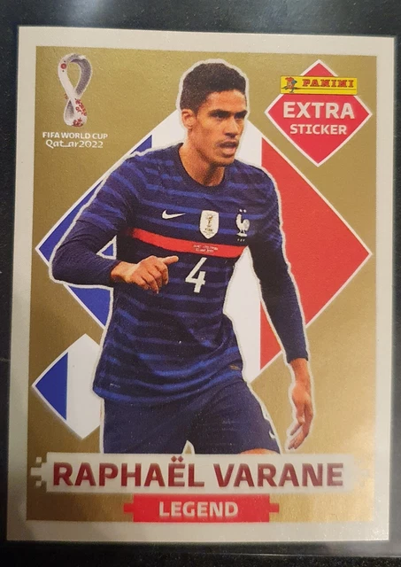 PANINI FIFA WM 2022 Qatar Raphael Varane EXTRA STICKER Gold Legend EUR 43,00 - PicClick IT