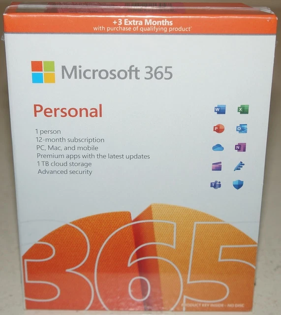 NEUF AUTHENTIQUE MICROSOFT (anciennement Office) 365 personnel avec 1 ...