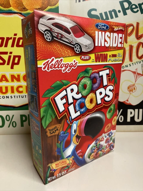2006 KELLOGG’S FROOT Loops Cereal w/Ford Hot Wheels Car Full Box ...