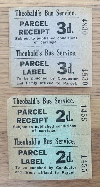 THEOBALDS BUS SERVICES Bus Ticket Parcel Receipt B51 £4.99 - PicClick UK