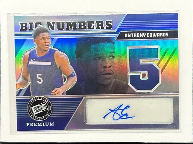 2024 LEAF PRESS Pass Premium Anthony Edwards Big Numbers Auto #1/3 ...