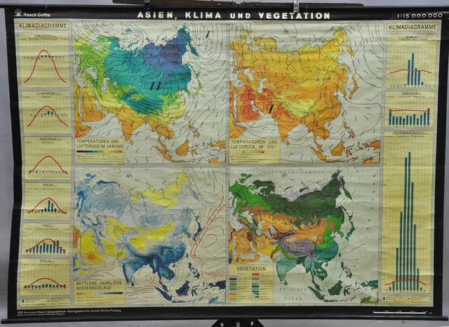 VINTAGE GEOGRAPHICAL WALL Chart Poster Map North Asia (USSR) Economy £ ...