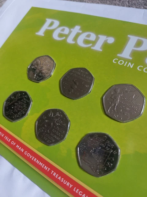 ISLE OF MAN Peter Pan 6x 50p Coin Collection - Brilliant Uncirculated ...