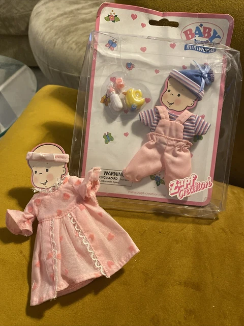 RARE ZAPF CREATION Mini World Baby Born outfit on card with accessories ...