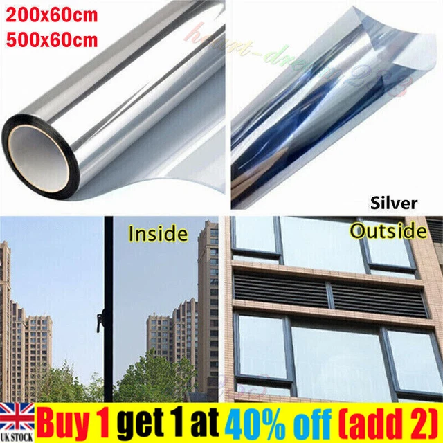 ONE WAY MIRROR Window Vision Film Reflective Home Solar Tint Foil Glass ...