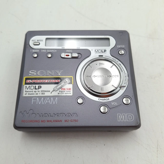 SONY MZ-G750 PORTABLE Grey MiniDisc Walkman Player Recorder Minidisc MD ...