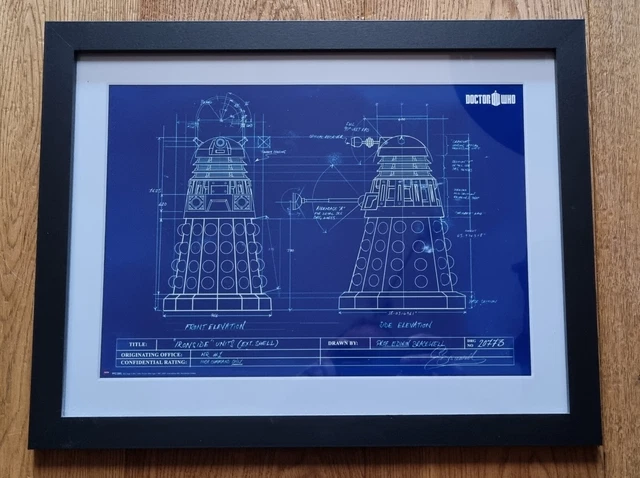 DOCTOR WHO DALEK Schematic Blueprint 'Ironside' Units Framed A3 Poster ...