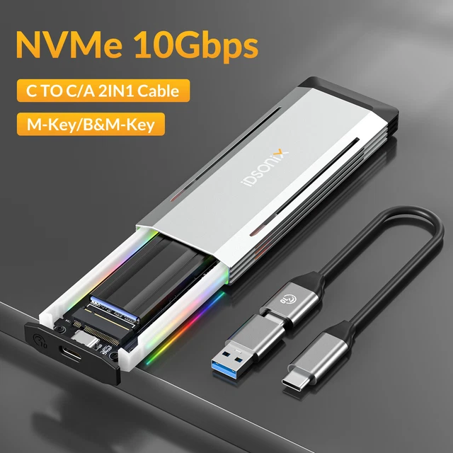 IDSONIX RGB M.2 NVMe SSD Enclosure USB 3.2 Type C 10Gbps External SSD M.2 Reader EUR 18,68 ...
