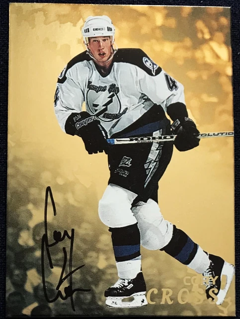 CARTE AUTOGRAPHE CORY Cross Be A Player or 128, 1998 -99 LNH, Lightning ...