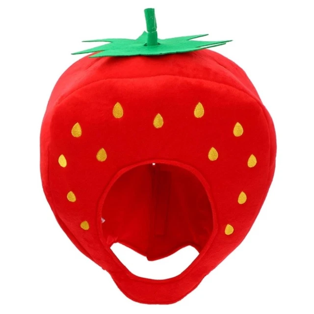 STRAWBERRY HEADGEAR PLUSH Strawberry Hat Cartoon Fruit Headgear Hat ...