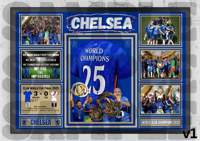 CHELSEA FC WORLD Club Champions 2025 A4/A3 Memorabilia/Collectable/Gift ...
