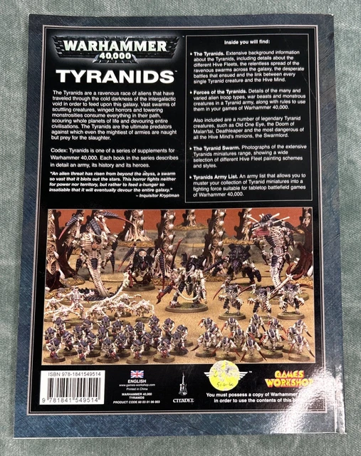 GAMES WORKSHOP WARHAMMER 40K Codex: Tyranids 5th Ed Supplement 2009 Near Mint £16.38 - PicClick UK