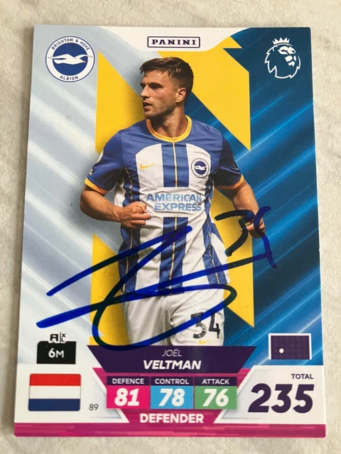 CARTA ADRENALYN JOEL Veltman (Brighton) firmata a mano 2023 Plus Panini ...