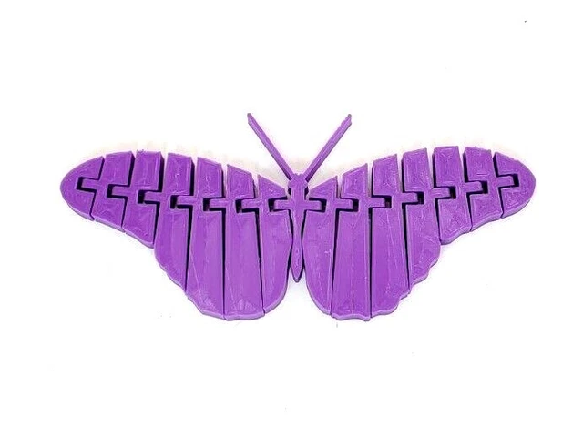3D PRINTED ARTICULATED Jointed Flexi 6" Blue Plastic Butterfly Fidget ...