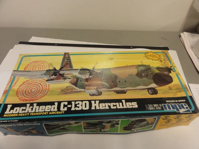 1/72 SCALE LOCKHEED C-130 Hercules vintage MPC kit partially started ...
