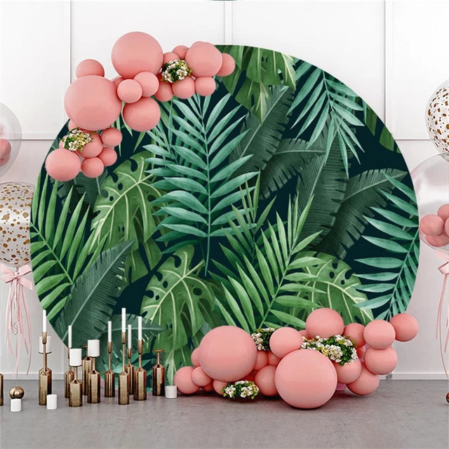 GREEN LEAF THEME Happy Birthday Round Backdrop For Party $59.94 ...