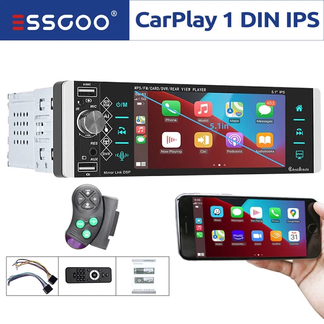 AUTORADIO ESSGOO 1 DIN Bluetooth Apple/Android Carplay Auto 5" IPS Touch Screen EUR 61,50 ...