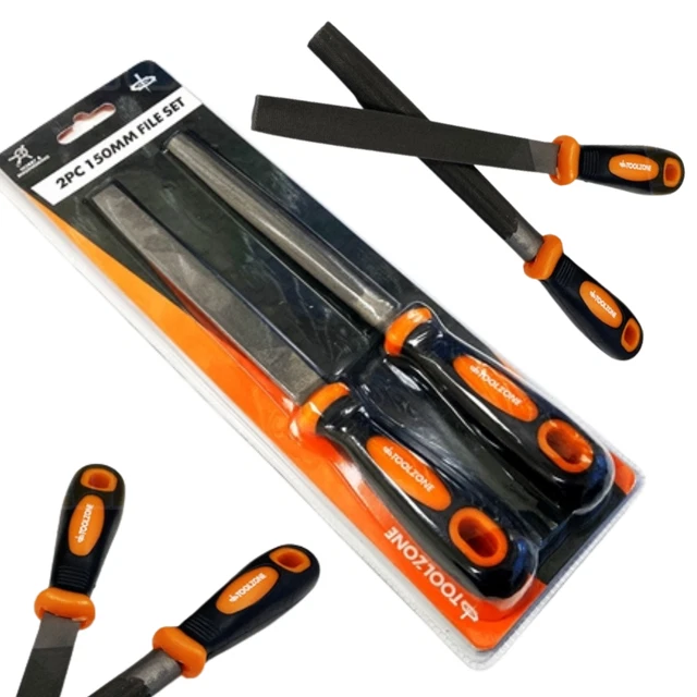 FILE SET METAL Sharpening Flat and Half Round 6inch 2pc 150mm Toolzone ...