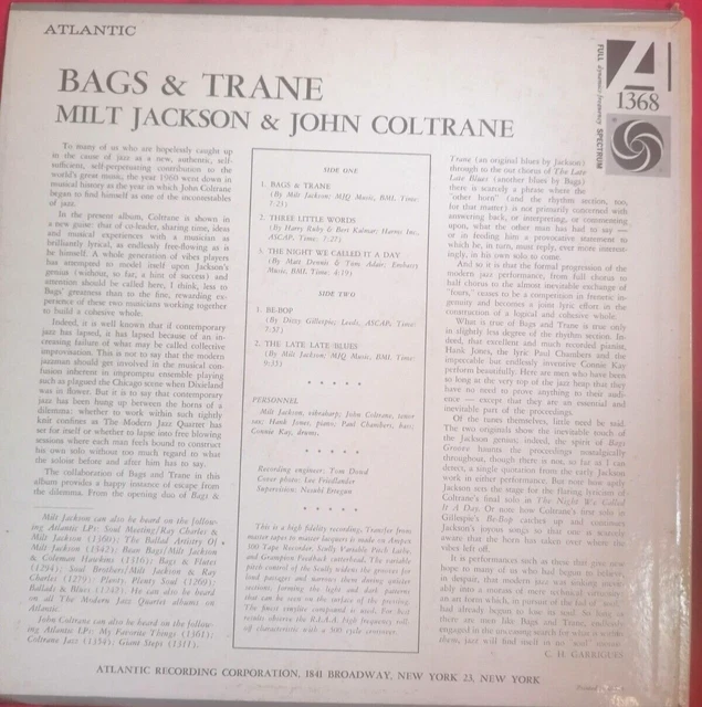 JOHN COLTRANE & MILT JACKSON Bags & Trane LP 1961 ITALY MINT- First ...