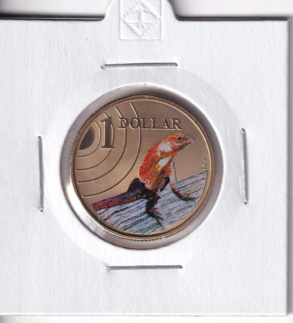 AUSTRALIAN: 2009 $1 Land Series Frilled Lizard Coloured Coin In 2X2 ...