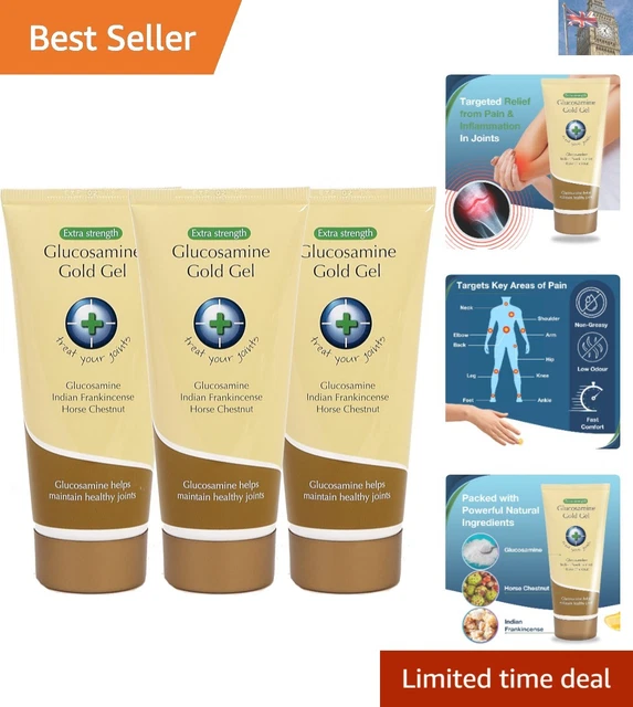 HIGH STRENGTH NATURAL Glucosamine Gel - 3x200ml Muscle & Joint Relief ...