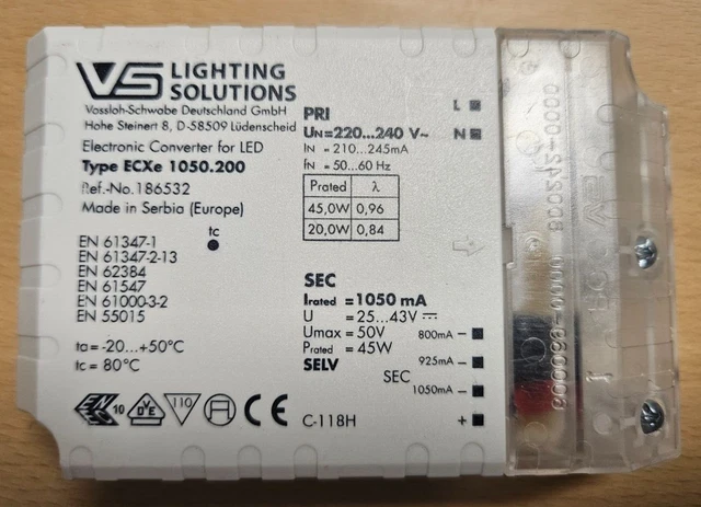 24 ST. VOSSLOH-SCHWABE LED-Converter Type ECXe 1050.200 Top Preis 10Eu/Stück EUR 240,00 ...