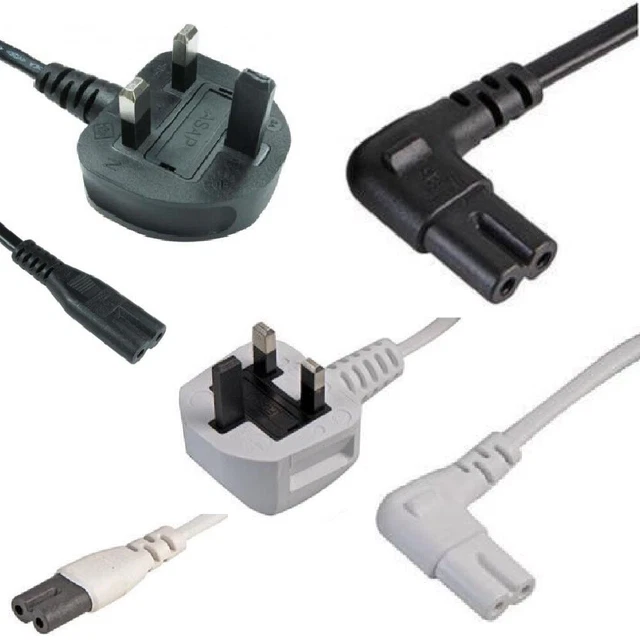 FIGURE 8 POWER Lead C7 2 Pin Laptop Power Cable UK to Fig Mains Plug ...
