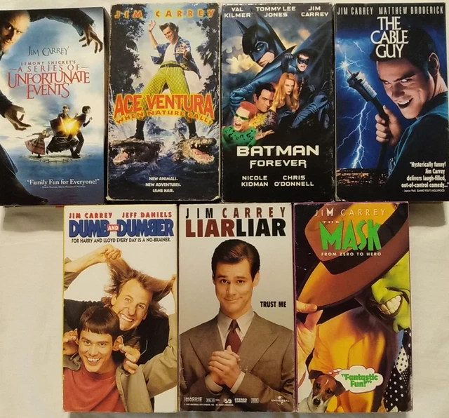 7 VHS JIM Carrey Unfortunate Events Ace Ventura Batman Cable Guy Dumb ...