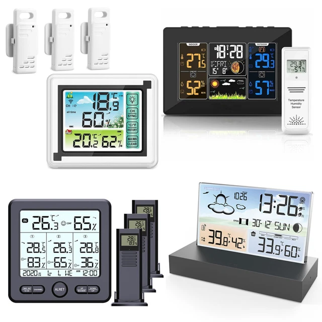 LCD WETTERSTATION MIT 1/3 Außensenor Wecker Funkuhr Kalender Vorhersage ...