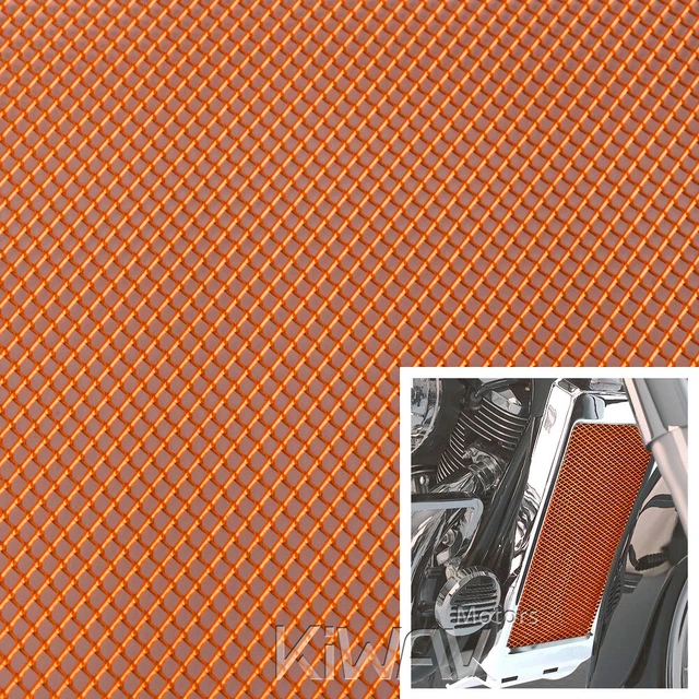 GRILLE DÉCO MESH diamond look orange 20cm x 33cm sportbike radiator ...