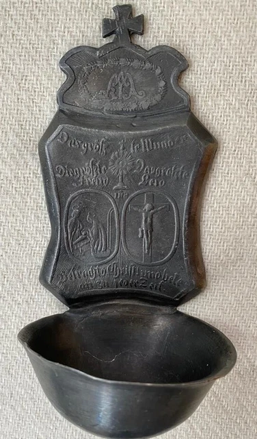 ANTIKES ZINN WEIHWASSERBECKEN- Schale - Hausaltar - Kirche - Punze 18 ...