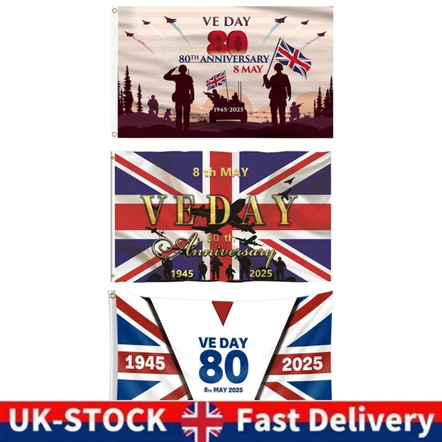 2025 VE DAY 80th Anniversary Flag 3x5 Ft VE Day Flag Waterproof ...