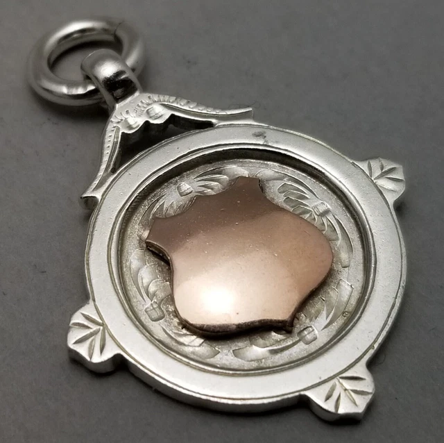 VINTAGE SOLID STERLING Silver Fob Medal Pendant Hallmarked Birmingham ...