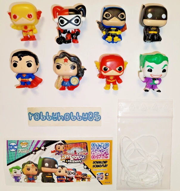 SERIE COMPLETA SUPEREROI Dc Funko Pop 24 Pezzi + 24 Bpz Kinder Joy ...