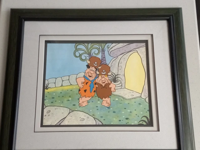FLINTSTONES FRED BARNEY HANNA-BARBERA CEL FRAMED COA CARTOON ART 1980s ...