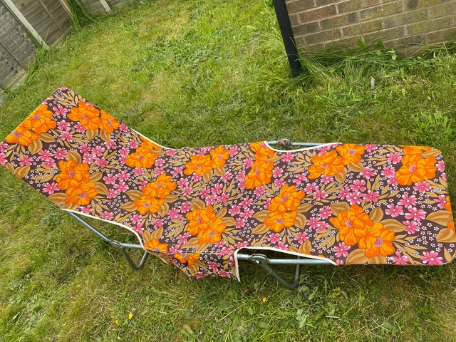 VINTAGE / RETRO / 1960s 1970s Canvas Sun Lounger / Sunbed - Floral ...