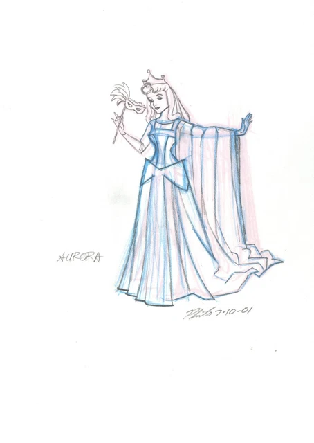 DISNEY: SLEEPING BEAUTY-AURORA-ORIGINAL Concept Drawing Signed by Philo ...