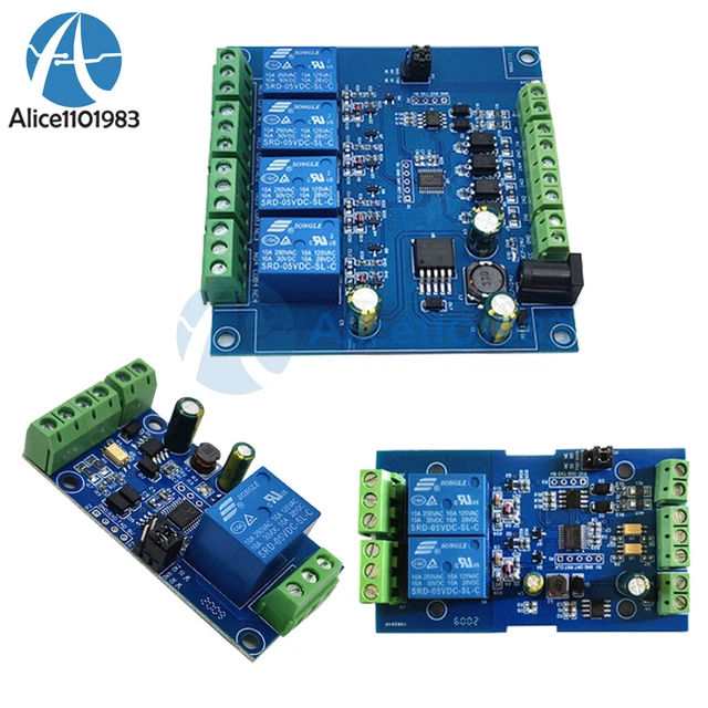 DC7-24V MODBUS RTU 1/2/4 Channel Relay Module Switch Input Output RS485 ...